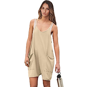 ANRABESS Womens Summer Casual Sleeveless Romper Loose Spaghetti Strap Overalls Shorts Jumpsuit with Pockets 2025 Clothes Small