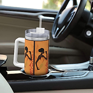 deaokluy 40 OZ Black Girls Ice Bully Cup with Handle and Straw, Double Wall Stainless Steel Tumbler Travel Coffee Cup with Lid, Beautiful Insulation and Cooling Cup for Christmas Birthday Present