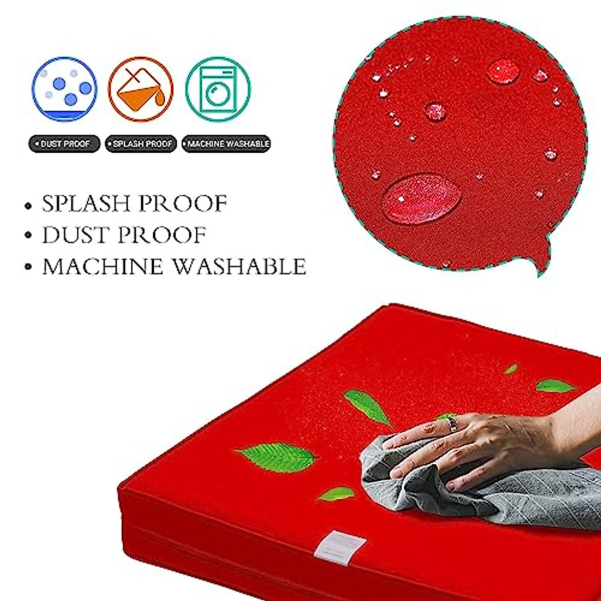 4Pcs Outdoor Patio Seat Cushion Back Pillow Replacement Covers,Fit for Patio Furniture Sectional Sofa Chair Conversation Set,Water-Resistant Fadeless Slipcover,20Lx18Wx4H Inch,Red-Cover Only