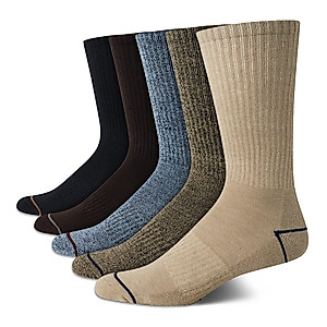 Nautica Men's Dress Socks - Light-Cushion Crew Socks (5 Pack), Size 6-12.5, BrownKhaki