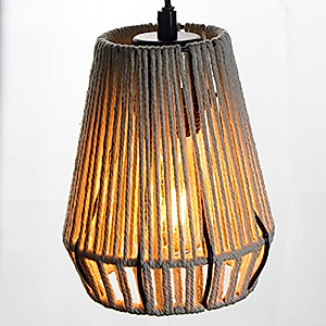 Unique Small Natural Boho LampShade For Ceiling Light Fixture Hanging Decorations Rustic shadelamp For Dinging Room, Farmhouse,Beige Color