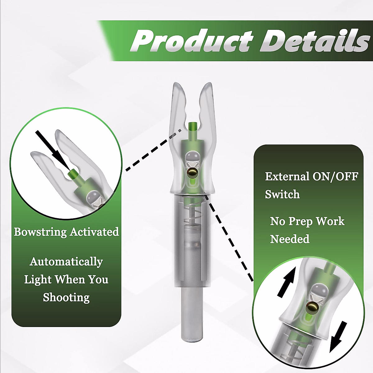 Hosolee 6PCS Lighted Nocks with .244”/6.20mm Inside Diameter Bowstring Activated for Archery Arrows Shaft