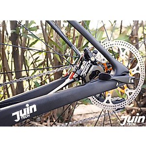 Juin Tech F1 Cable Actuated Hydraulic Bicycle Bike Disc Brake Caliper Set Extra Lightweight Hybrid Brake Set for Flat-Mount Road/Cyclocross/Gravel/E-Bike/Folding Bike use w/160mm 6" rotors (Black)
