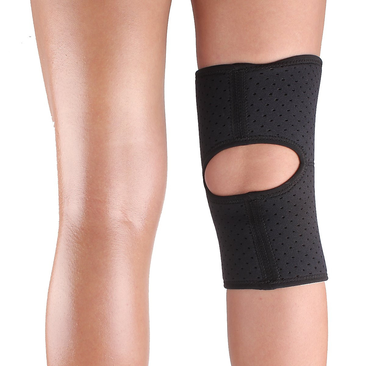 ShuoXin Thicken Breathable Sports Neoprene Knee Sleeve Compression Support Brace Knee Guard Protector Pad 1PCS - Black (L)