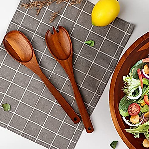 Acacia Wood Salad Severs, 12inch Salad Tongs with Large Spoon and Fork for Tossing and Serving