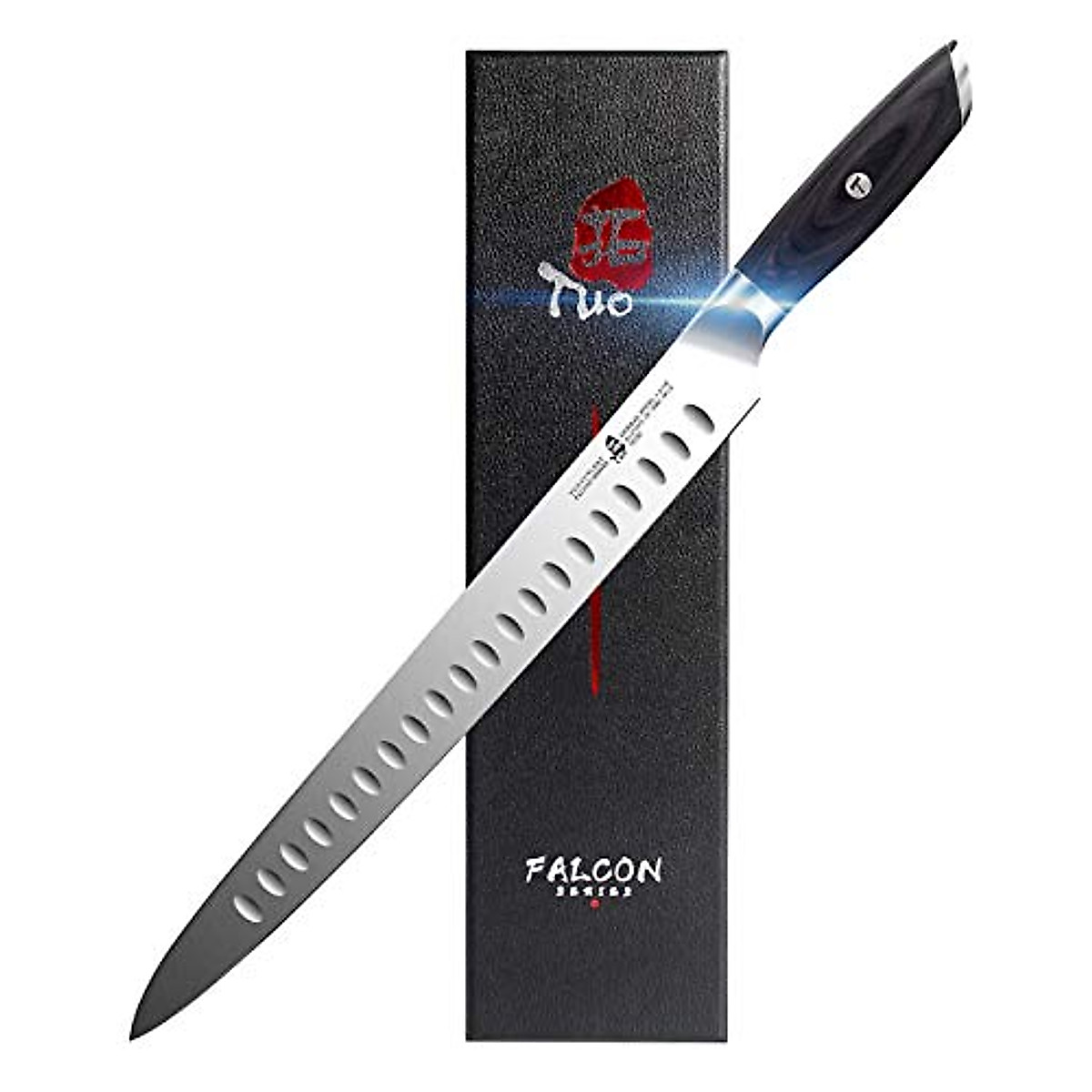 TUO Slicing Carving Knife 12 inch - Slicing Carving Knife for Brisket Turkey Meat German Steel with Full Tang Pakkawood Handle - FALCON SERIES with Gift Box
