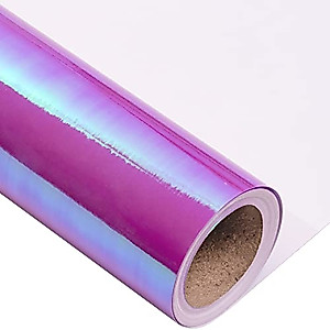 LeZakaa Purple Wrapping Paper Roll - Holographic Iridescent Wrapping Paper for Birthday, Valentine's, Mother's Day, Holiday - 17 inches x 32.8 Feet (47.23 sq.ft.)