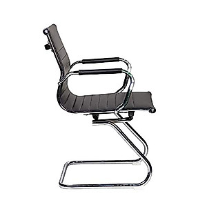 Techni Mobili Modern Office Chair, Technical Visitor Chair with Fixed Padded Armrest, Black
