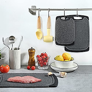 Cutting Board, Lccowot 3PCS Plastic Cutting Boards With Non-Slip Feet and Deep Drip Juice Groove, Easy Grip Handle Chopping Board for Meat, Veggies, Fruits, BPA Free, Dishwasher safe