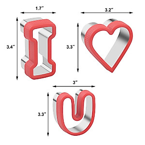 Valentine’s Day Cookie Cutter Set 3 Piece, Large Wedding Cookie Cutters with Hand Protection, Heavy Duty Stainless Steel Baking Pastry Set for Decorating