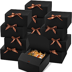 12 Pcs Gift Boxes with Lids 8 x 8 x 4 Inch Bridesmaid Proposal Box Black Gift Boxes for Presents for Wedding Gift Birthday Christmas Packaging Chocolate Cupcake Crafting (Black)