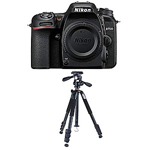 Nikon D7500 DX-Format Digital SLR Camera Body, Black - with Vanguard 264AP 4-Section Aluminum Tripod with PH-32 Pan Head - Black