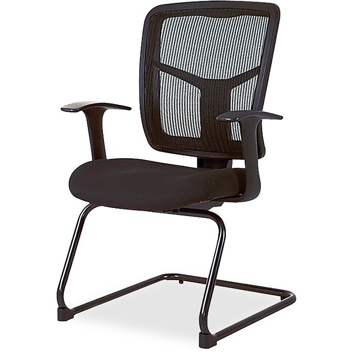 Lorell ErgoMesh Series Mesh Side Arm Guest Chair, Black