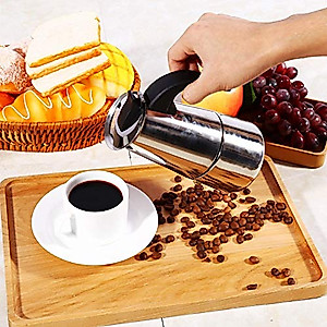 100ml/200ml/300ml/450ml Stainless Steel Moka Pot Espresso Greca coffee maker for Induction gas or electric Stove Home Office Use Silver(200ml)