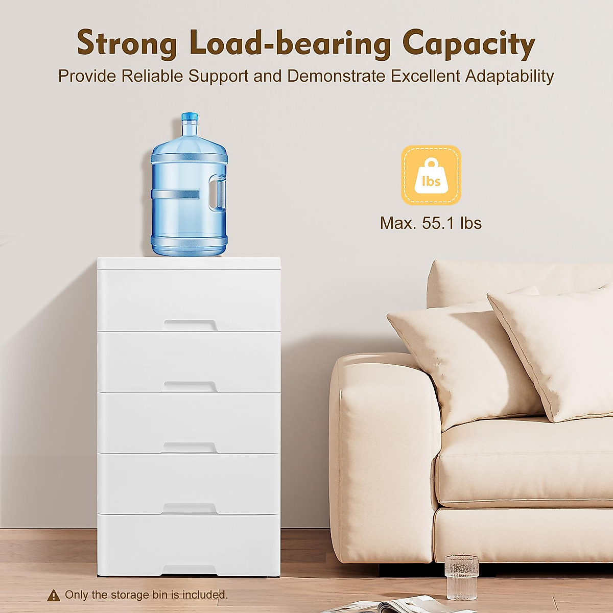 CHALIGHT Plastic Drawer 5-Layer Closet Storage Baby Clothes Organizer Plastic Dresser with Drawers White Dresser Clothes Drawer Small Kids Dressers for Bedroom Clothes Playroom Furniture Toys