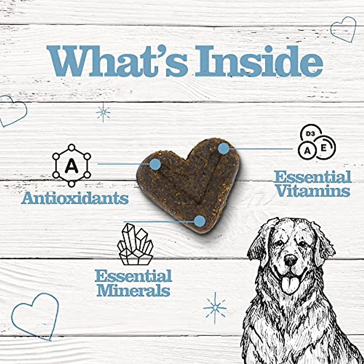 Dr. Pol Chewable Dog Multivitamin - Dog & Puppy Vitamins - Complete Dog Supplements & Vitamins for Pet Health - Heart-Shaped Vitamins for Dogs 60 ct Brown