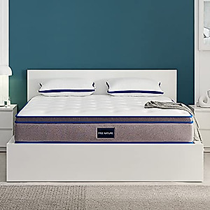 IYEE NATURE King Mattress, 12 Inch Spring Mattress with Cooling-Gel Memory Foam, King Size Mattress in a Box,Mattress King with Supportive & Pressure Relief,Medium Firm Feel