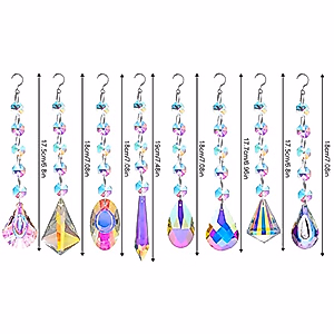 Sun Catchers with Crystals, 8 Pcs Hanging Crystals Suncatchers for Windows, Sun Catchers Indoor Window Prism Suncatcher Chandelier Ornament Home Garden Christmas Decoration