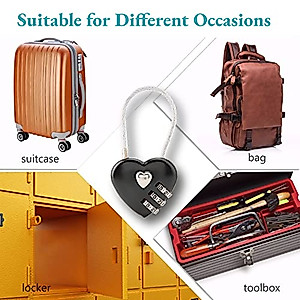 Heart Shape Code Lock Compact Mini Size with 3 Digit Code Combination for Luggage, Backpack, Jewelry Box, Hall Locker(Black)