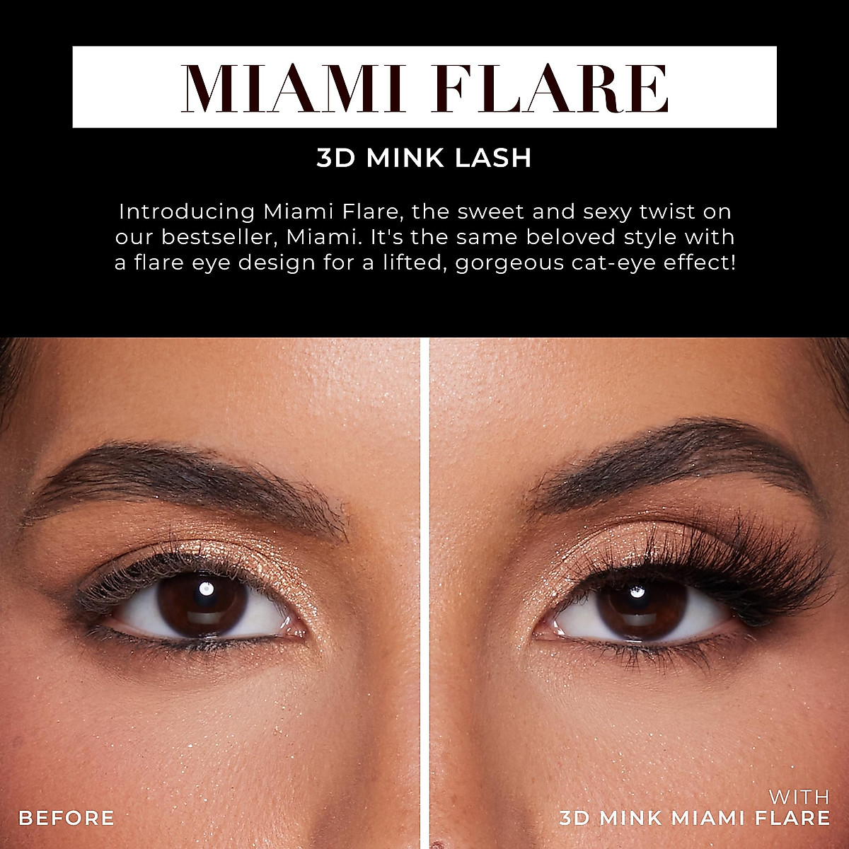 Lilly Lashes Miami Flare 3D Mink Lashes, Mink Eyelashes, The Original Lilly Lash For Wispy & Natural Look, Reusable Eyelashes up to 25x, Fluffy Lashes, Strip Lashes, Lash Glue not Included