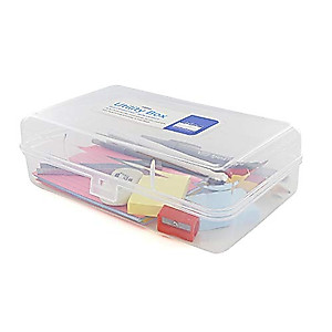 Emraw Multipurpose Clear Utility Storage Box Portable Organizer Case Perfect for Storing School, Office, Arts & Crafts Supplies Pack of 2