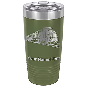 LaserGram 20oz Vacuum Insulated Tumbler Mug, Freight Train, Personalized Engraving Included (Camo Green)