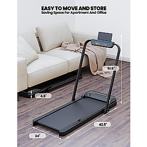 GARVEE 2-in-1 Treadmill, [2.25 HP] [0.6-6.2 MPH] for Running Walking, Folding Treadmill with Real-time Workout Data on LCD Display, Under Desk Treadmill for Apartment Office Home Workout- Black