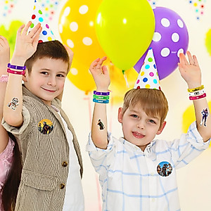 74Pcs Video Game Party Favors Supplies Gift Set Include 12 Bracelets 12 Button Pins 12 Keychains 38 Stickers Game Themed Party Favors Birthday Decorations for Kids Game Fans