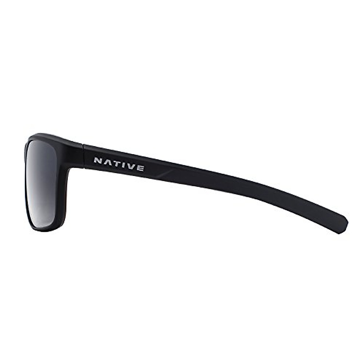 Native Eyewear Wells Polarized Rectangular Sunglasses, Matte Black Crystal/Gray, 58 mm
