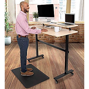 Stand Steady Tranzendesk | 55 Inch Standing Desk with Clamp On Shelf & Detachable Wheels | Crank Height Adjustable Sit to Stand Workstation | Monitor Riser Supports 3 Screens (55 in / Maple)