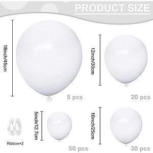 White Balloon Garland Arch Kit, 105Pcs White Balloons Different Sizes, 18 12 10 5Inch Wedding Balloons, for Engagement Birthday Baby Shower Bride Anniversary Gender Reveal Party Decorations