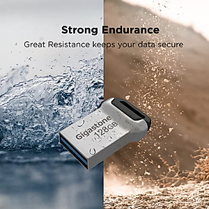 GIGASTONE Z90 128GB USB 3.2 Gen1 Flash Drive, Mini Fit Metal Waterproof Compact Pen Drive, Reliable Performance Thumb Drive, USB 2.0 / USB 3.0 / USB 3.1 Interface Compatible