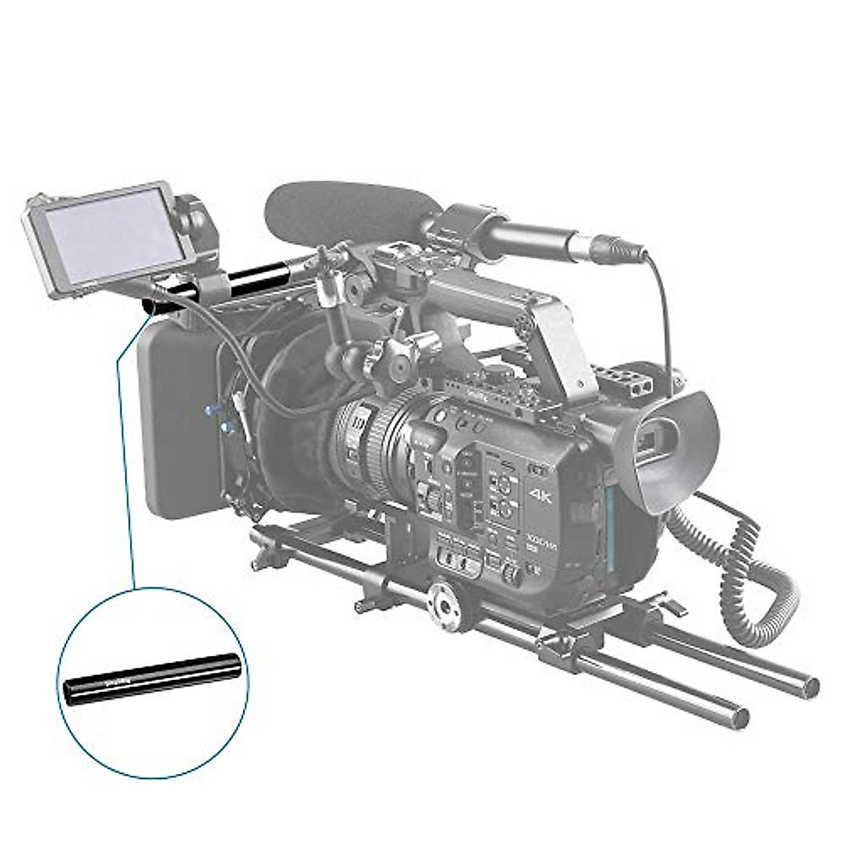 SmallRig 15mm Camera Rods (4 inch) 15mm Rail Rod Support System 15mm, Monitor Mount, 15mm LCD Mount, Follow Focus, Matte Box - 1049