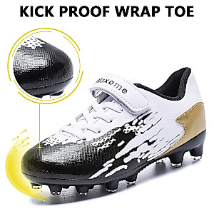 ziitop Kids Soccer Shoes for Boys Girls Youth Football Cleats Outdoor & Indoor Baseball Shoes, Lightweight Breathable Conical Studs, Running & Training for Students (Little Kids/Big Kids) BlackGold