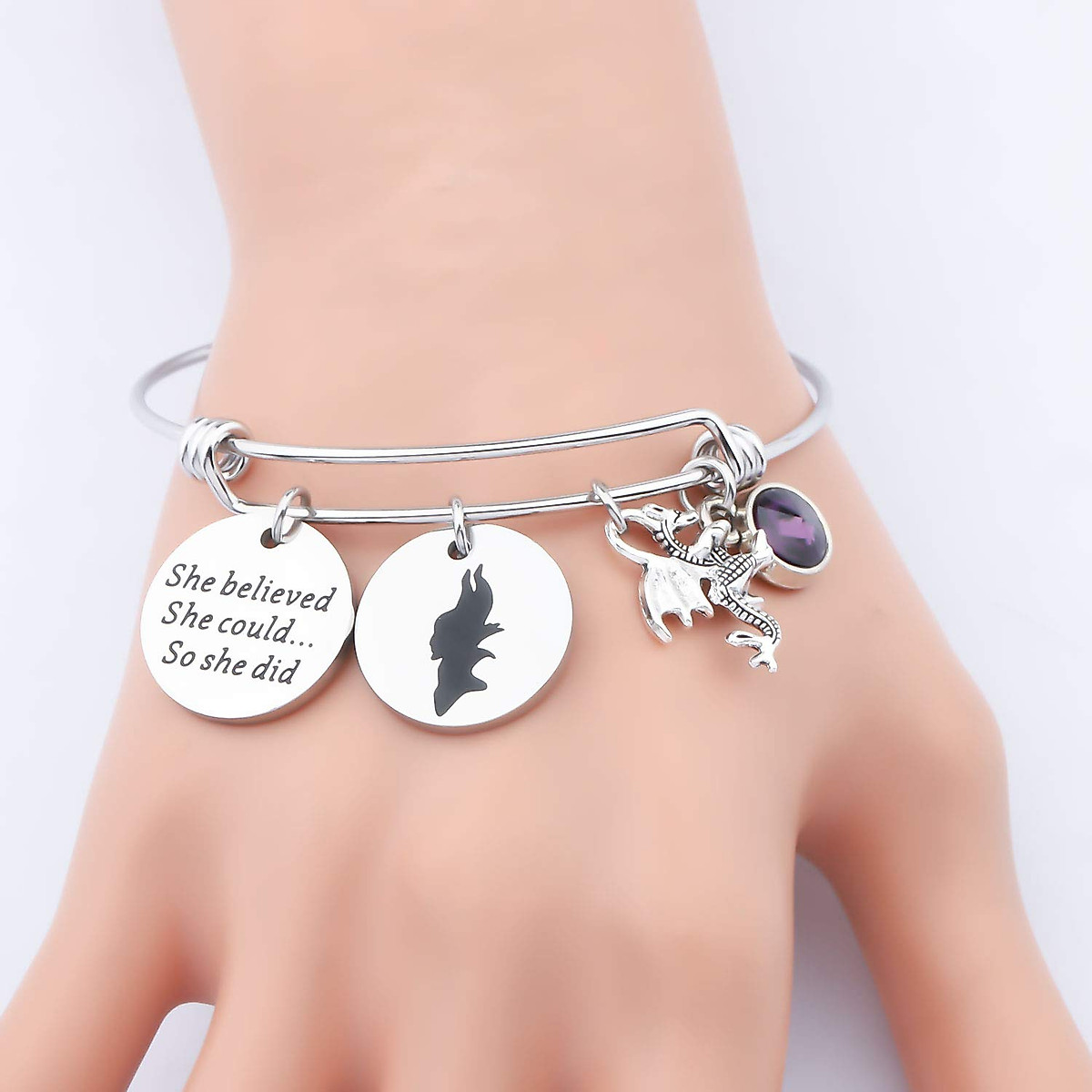 PLITI She Believed She Could So She Did Horns Silhouette Bangle for Friend Family (she believed male bg)