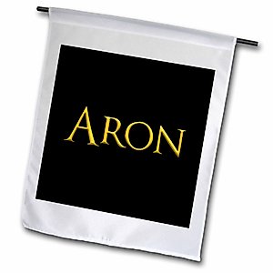 3dRose Aron common baby boy name in America. Yellow on black talisman - Flags (fl-361726-1)
