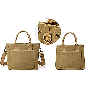 Fashion Casual Women Retro Style Solid Color Canvas Bag Simple Handbag Messenger Bag Leather Shoulder Bag (A, One Size)