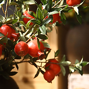 Okngr Artificial Pomegranate Branch, 3pcs Artificial Rosehip Berries 31.5inch Fake Berries Decor Simulation Pomegranate Bouquet Artificial Branches Winter Decorative for Home, Holiday Decoration