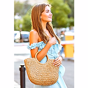 YXILEE Summer Beach bag,Handmade Large Straw Tote Bag Womens Handbag