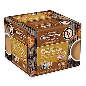 Victor Allen's Coffee Sweet and Salty Caramel Flavored Cappuccino Mix, 42 Count, Single Serve K-Cup Pods for Keurig K-Cup Brewers Brewers