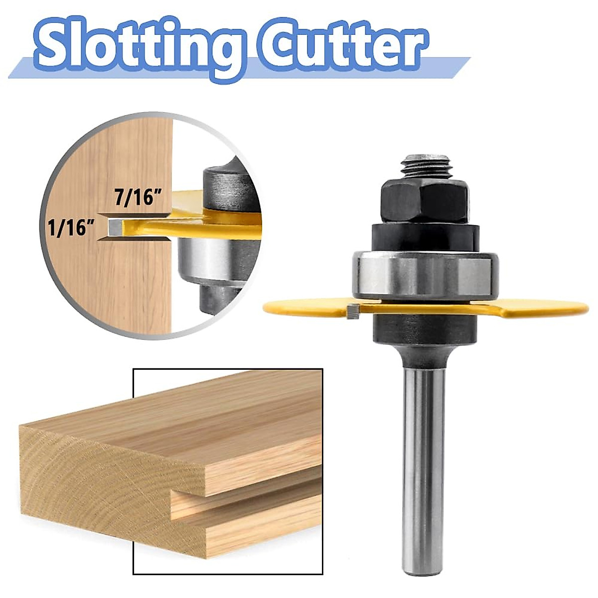Mesee Biscuit Router Bit 1/4 Inch Shank Biscuit Joint Slot Cutter Woodworking Slotting Router Bit Wood Jointing Milling Tool - 1/16 Inch Cutting Height