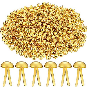 500 Pieces Paper Brass Fasteners Brass Brads Round Fasteners for Kids Craft Art Crafting School Project Decorative Scrapbooking DIY Supplies(Golden,0.3 x 0.6 Inch)