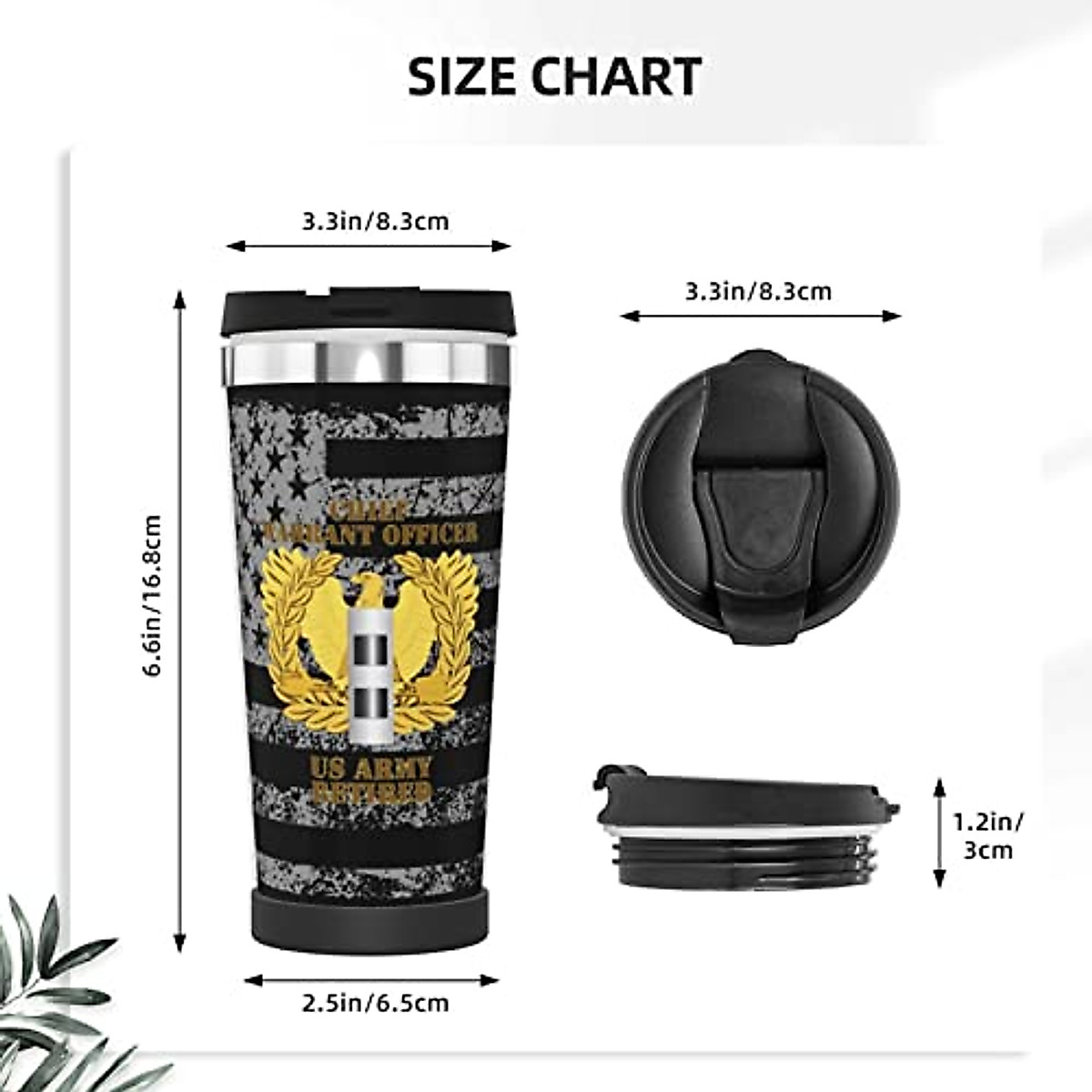 OSUKI Army Retired Chief Warrant Officer Emblem Cw2 Coffee Travel Mug Stainless Steel Straw Travel Tumbler Vacuum Insulated Keep Cold