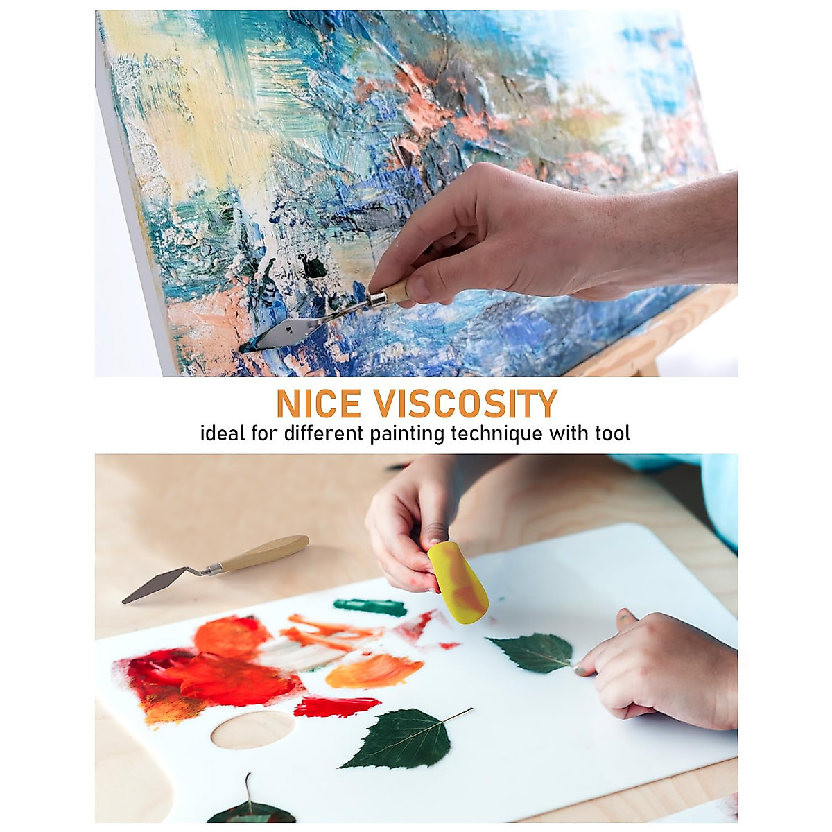 Nicpro 14 Colors Large Bulk Acrylic Paint Set (33.8 oz, 1000 ml) Rich Art Painting Supplies, Non Toxic for Multi Surface Canvas Wood Leather Fabric Stone Craft, for Kid & Adult with Pump, Color Wheel