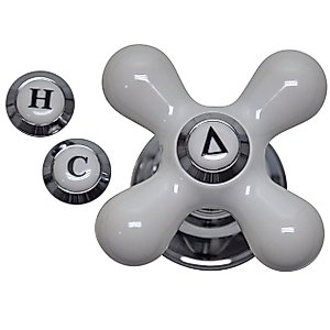 Danco 46004 Cross-Arm Tub/Shower & Sink Faucet Handle, Fits 2-3 Handle Faucets, DOES NOT FIT DELTA & MOEN FAUCETS, Chrome/White Porcelain, 2.25 H (Pack of 1)
