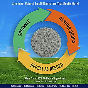 SMELLEZE Natural Chemical Odor Remover Granules: 2 lb. Bottle. Perfect for Floors & Outdoor Chemical Smells