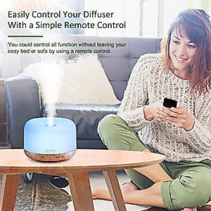 ASAKUKI 500ml Premium, Essential Oil Diffuser with Remote Control, 5 in 1 Ultrasonic Aromatherapy Fragrant Oil Humidifier Vaporizer, Timer and Auto-Off Safety Switch