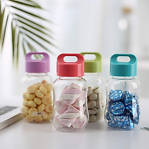 UPSTYLE 3-Piece 6oz Small Water Bottle Food Grade Plastic Mini Cute Juice Travel Mugs Sports Wide Mouth Cups in Bulk for Milk/Coffee/Tea Kitchen Storage for Snacks Lunch Box (3 colors)