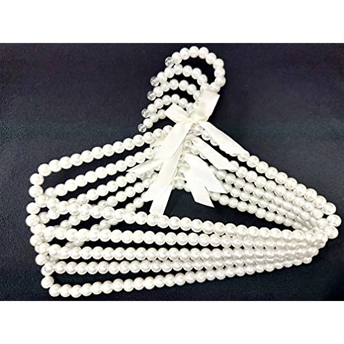 Pearl Clothes Beads Hangers for Kids Baby Girl Infant Toddler Childerns for Fancy Dress Closet Hanger Elegant Gift Ideas Metal Hangers (5 Pack) White