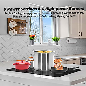 Induction Cooktop 30 Inch,4 Burner Electric Stove with Power Boost Smooth Surface Ceramic Glass,Black,220-240V,Shutdown,Timer,Pause,Child Lock,Drop-in,Hot Plate Cooktop,Electric Induction Burner,7200W